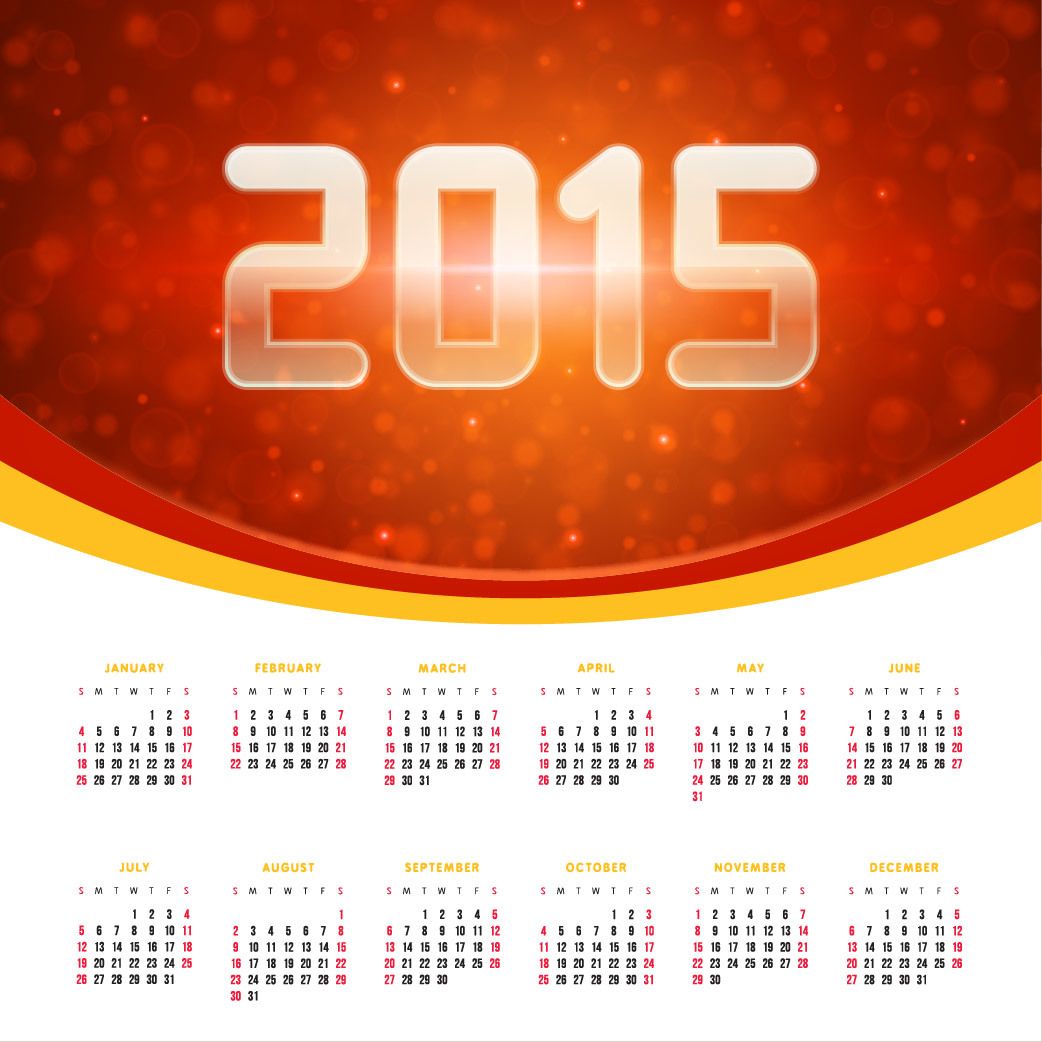 Descarga Vector De Banner 2015 Brillante Con Calendario