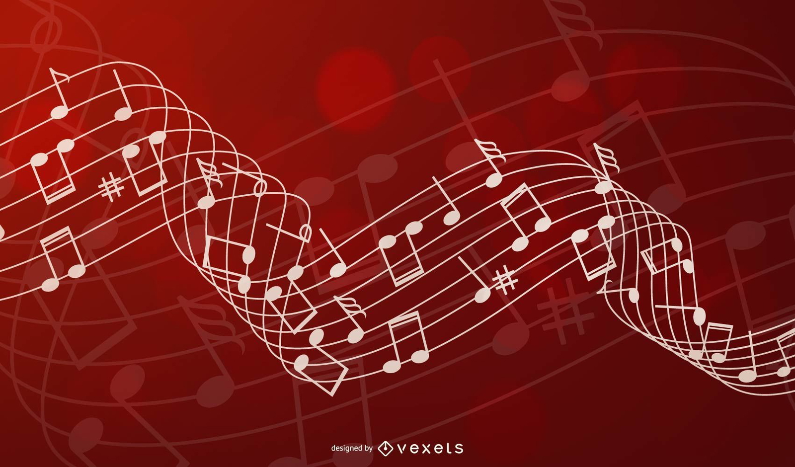 Musical stave background in red - Vector download