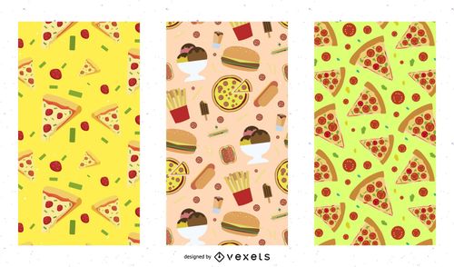 Pizza Pattern Design Set Vector Download