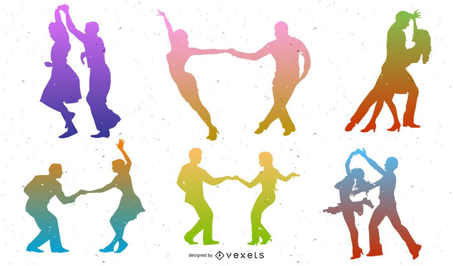 Colorful Dancers Silhouette Set - Vector Download