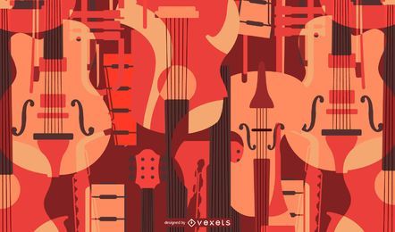 Flat String Music Instruments Background Vector Download
