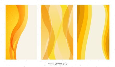 Yellow Wavy Shapes Background Set Vector Download
