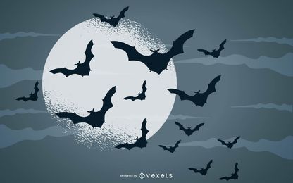Bats Full Moon Illustration Vector Download
