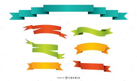 Colorful Ribbons Illustration Set Vector Download