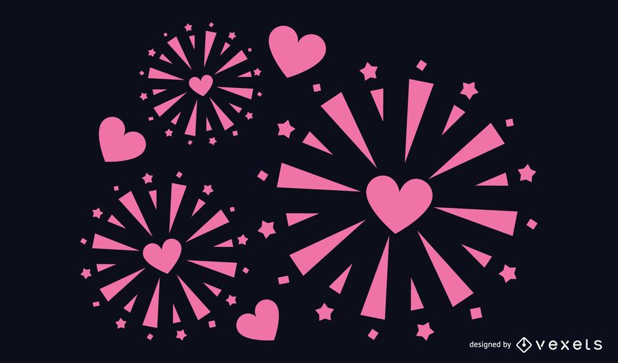 Heart Shaped Firework Design - Vector Download