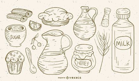 Hand Drawn Food And Ingredients Set Vector Download