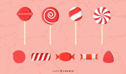 Red Sweets Pack Vector Download