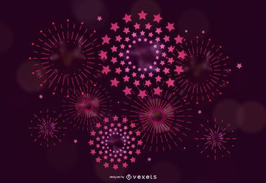 Pink Fireworks Illstration Design Vector Download