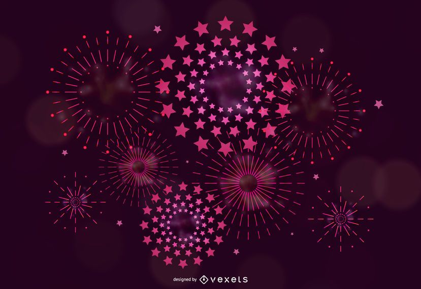 Pink Fireworks Illstration Design - Vector Download