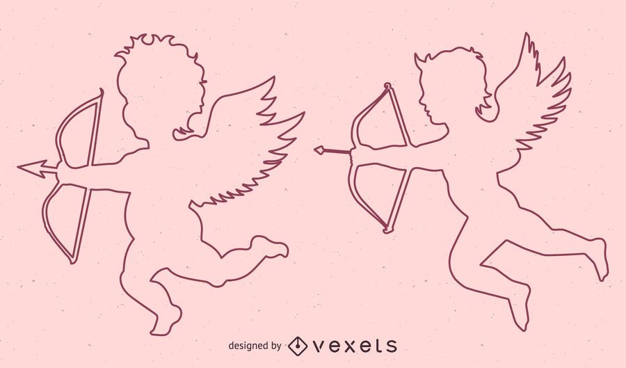 Cupid Vector Line Drawing - Vector Download