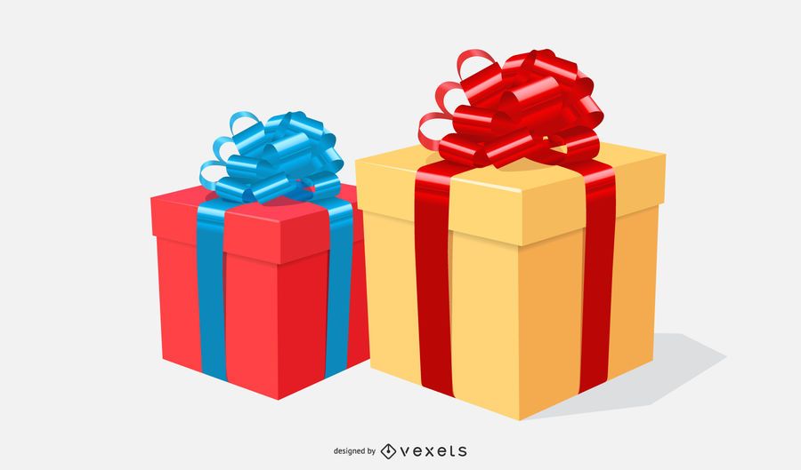 Caixas De Presente Com Ilustração Vetorial De Fita Baixar Vector