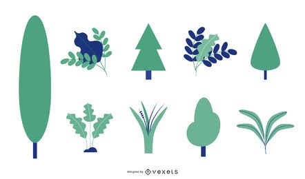 Flat Nature Illustration Set Vector Download