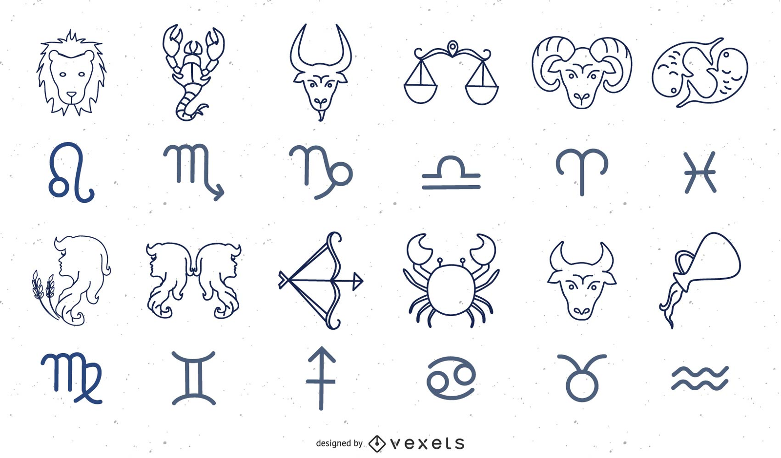 Conjunto de 12 signos del zodiaco Vector Graphic - Descargar vector