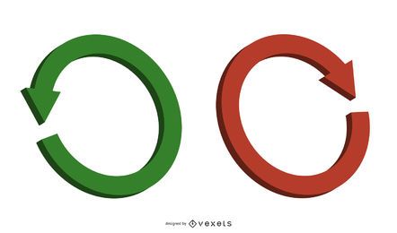 3D Clockwise Counterclockwise Arrow Set Vector Download