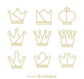 Crown Outline Illustration Set Vector Download