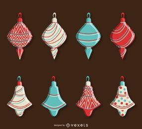 Vintage Christmas Decorations Pack Vector Download