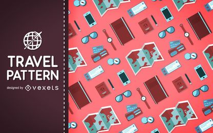 Travel Elements Pattern Background Vector Download