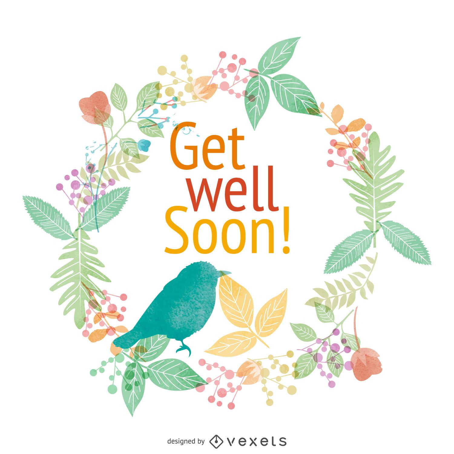 Watercolor Get Well Soon Card Vector Download Watercolor Get Well Soon Card Vector Download