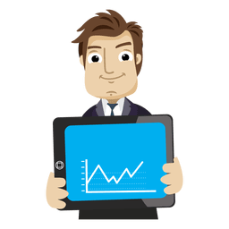 Businessman Cartoon Showing Graph Tab PNG & SVG Design For T-Shirts