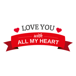 Love You Heart Ribbon Transparent PNG & SVG Vector