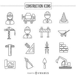 Construction Stoke Icon Collection Vector Download