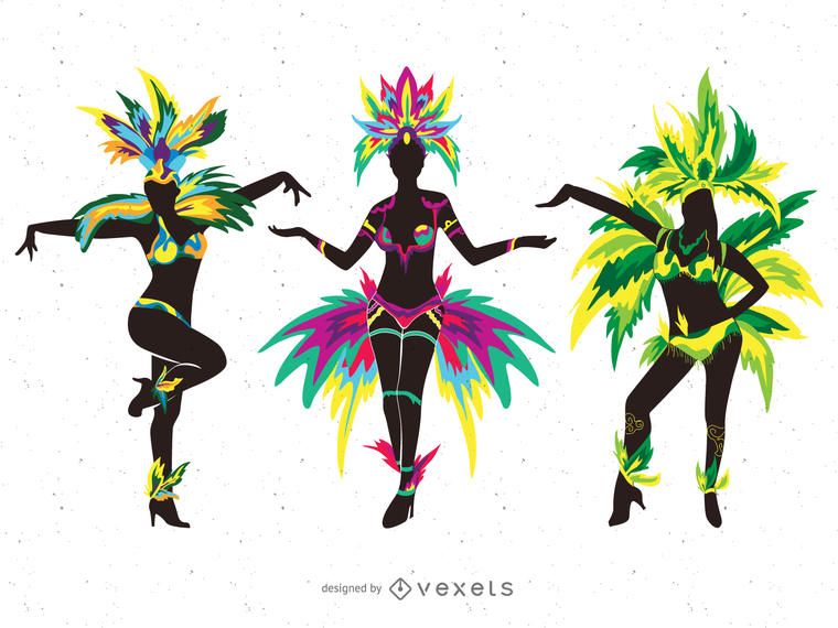 Carnival Dancers Silhouette Illustrations Vector Download