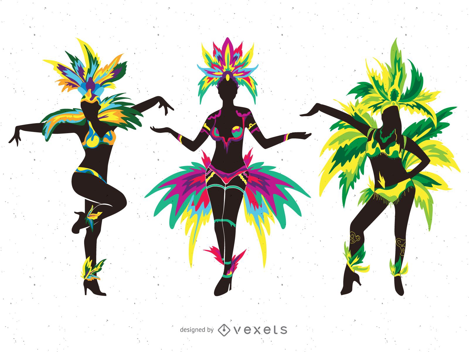 Carnaval ilustraciones silueta bailarines - Descargar vector