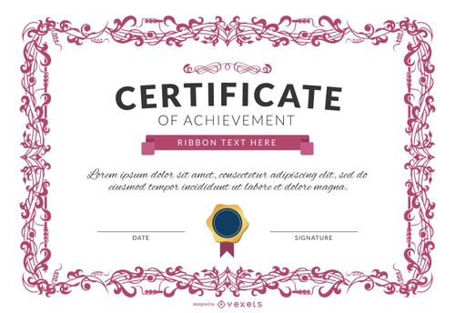 Certificate Of Achievement Template In Pink Vector Download