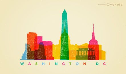 Colorful Washington DC Skyline Vector Download