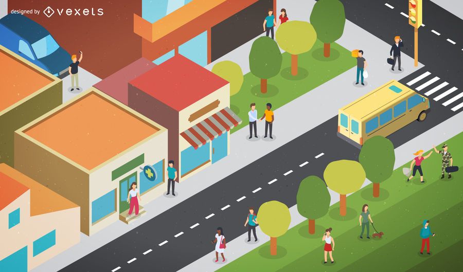 Isometric City Illustration - Vector Download