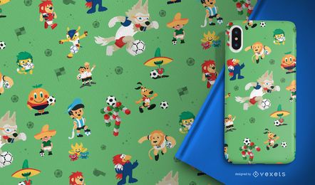 Football World Cup Mascots Pattern Vector Download