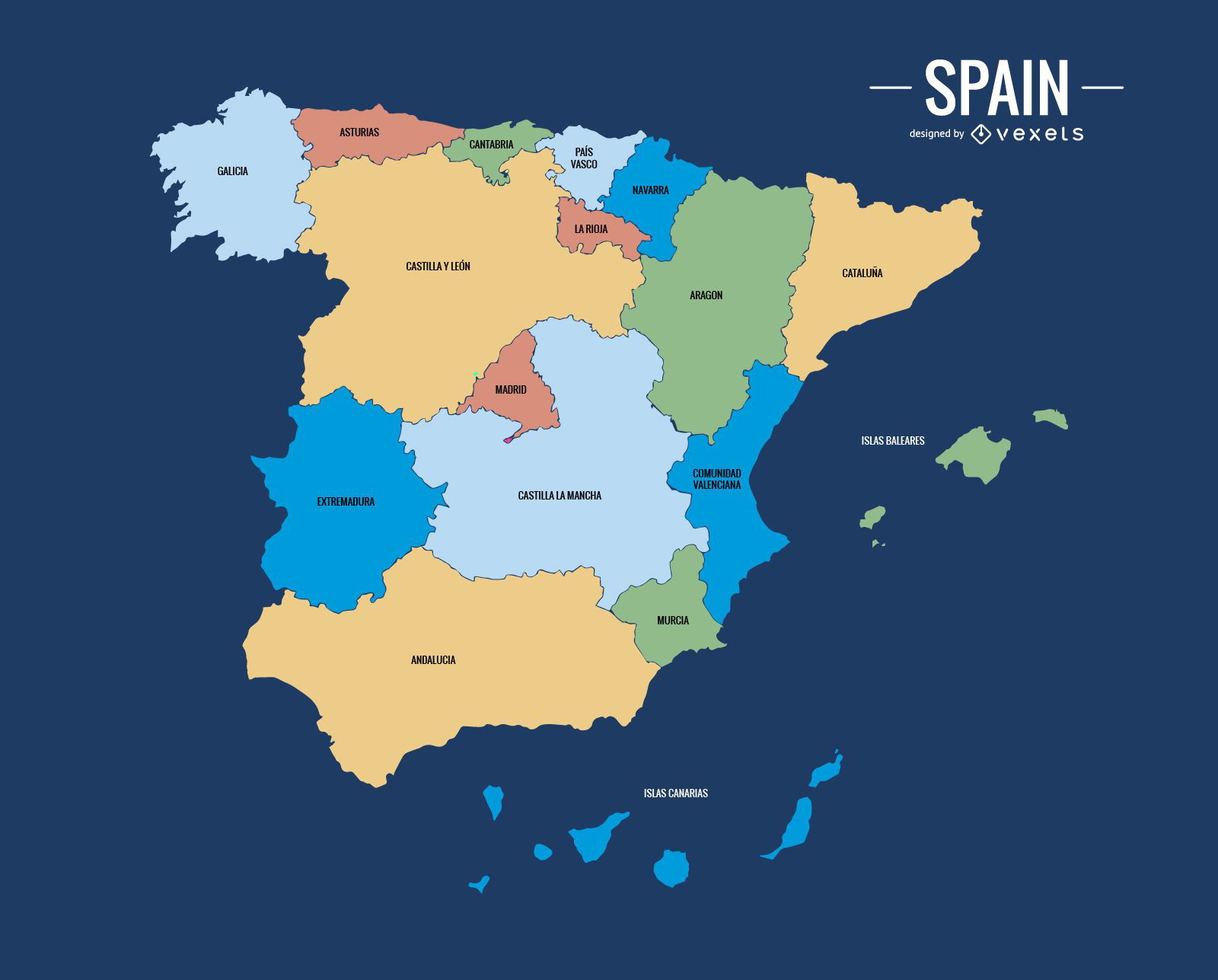 Mapa político de España - Descargar vector