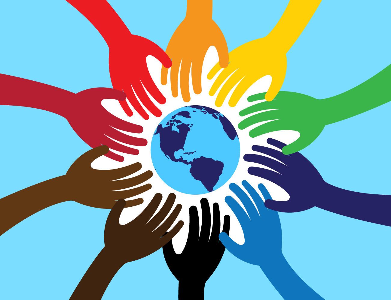 Mundo unido com as mãos - Baixar Vector