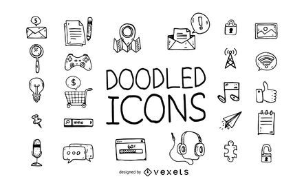 Baixar Vetor De Conjunto De ícones Do Doodle