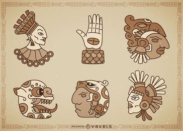 Native Mayan Signs Set Vector Download