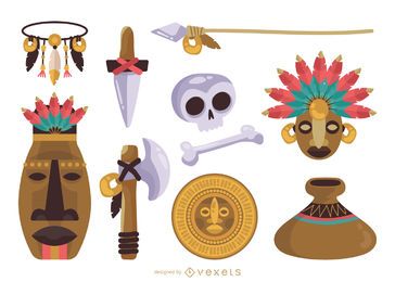 Native Mayan Elements Set Vector Download
