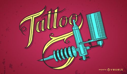 Tattoo Schriftzug Und Tattoo Maschine Design Vektor Download