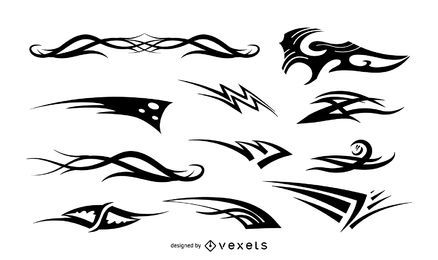 Black Decals Set Vector Download