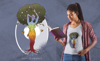 Tree Woman T-Shirt Design Vector Download