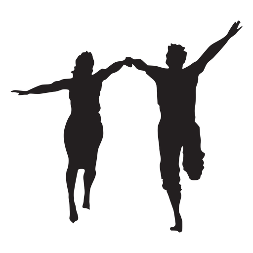 Couple running happy silhouette - Transparent PNG & SVG vector file