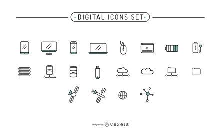 Digital Icons Stroke Set Vector Download