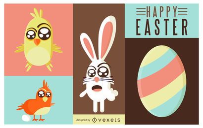 Easter Animals Illustration Vector Download