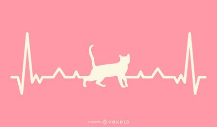 Cat With Heartbeat Line Illustration Vector Download