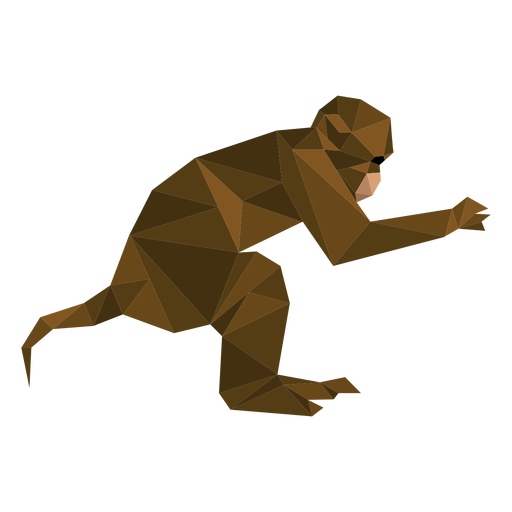 Capuchin monkey jumping lowpoly - Transparent PNG & SVG vector file
