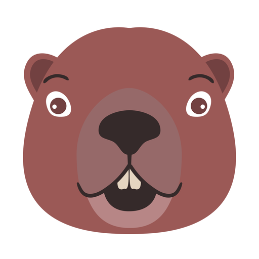 Beaver head tooth flat sticker - Transparent PNG & SVG vector file