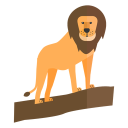 Diseño PNG Y SVG De León Rey Rama Cola Melena Plana Para Camisetas