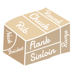 Tofu Chuck Rib Flank Sirloin Rump Brisket Neck Flat PNG & SVG Design ...
