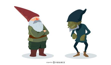 Dwarf And Elf Vector Set Vector Download