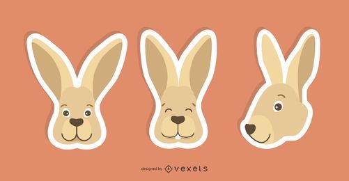 Rabbit Sticker Set Vector Download