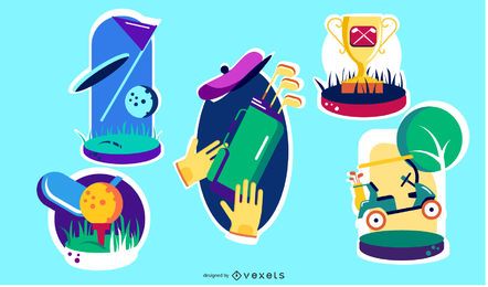 Golf Sticker Set Vector Download
